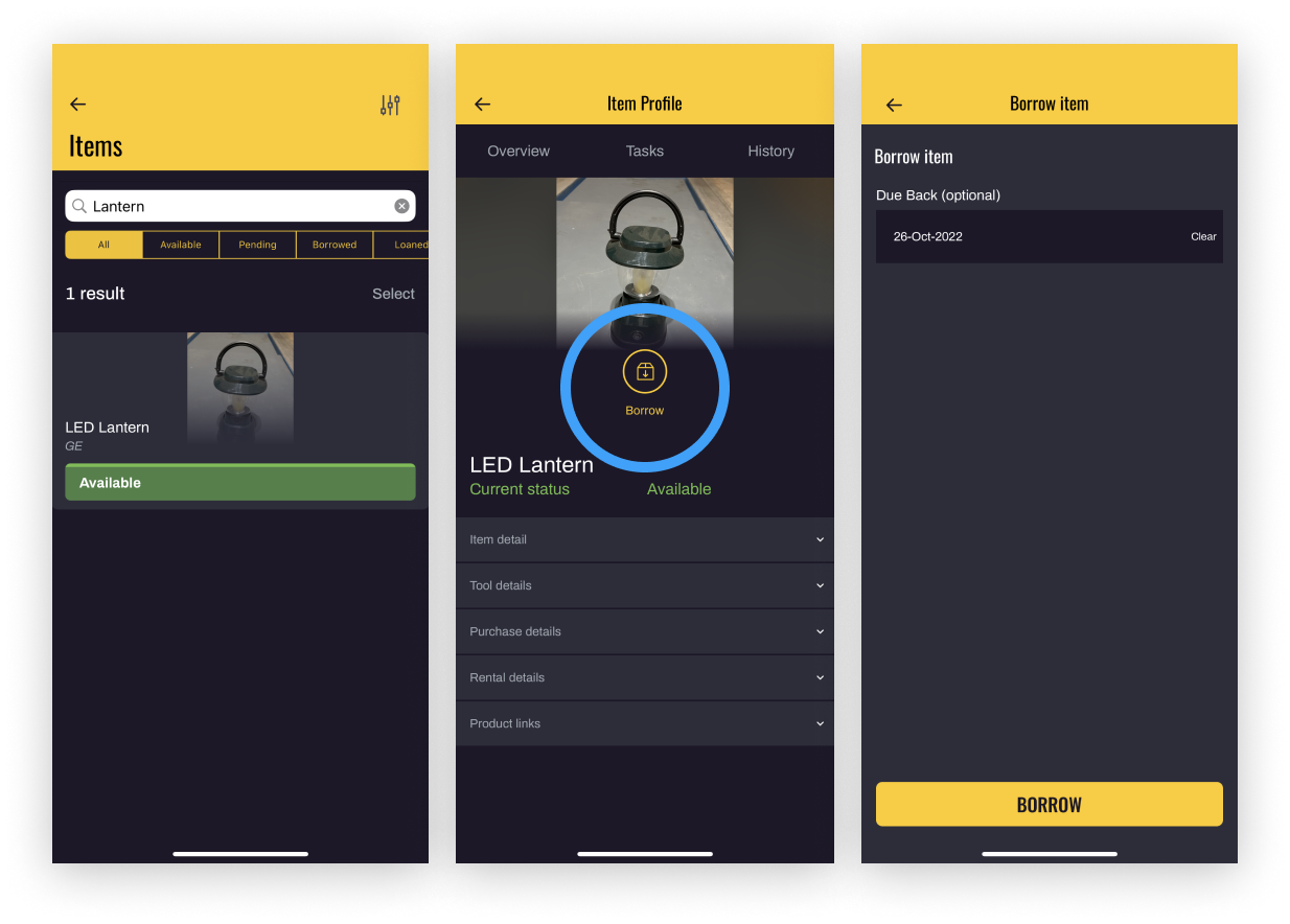 Loan, Borrow, and Return Items