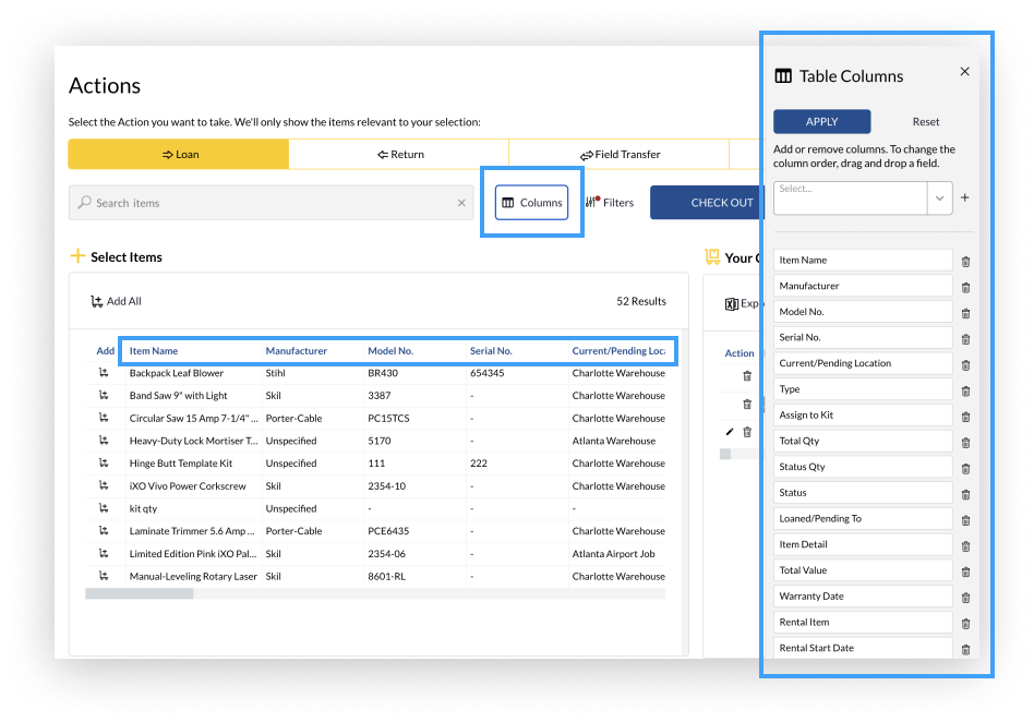 Loan, Borrow, Transfer, and Return Items