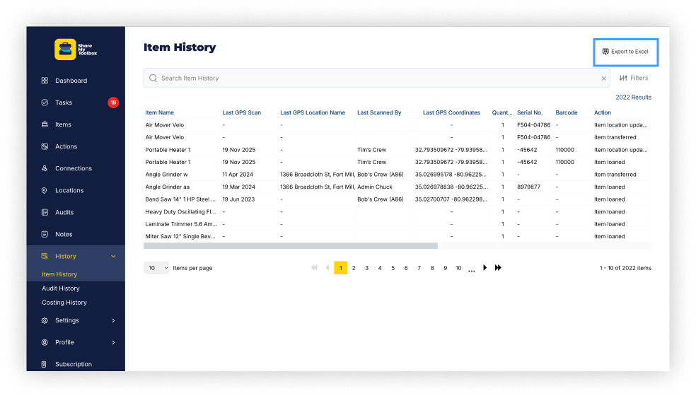 Item, Audit, and Costing History