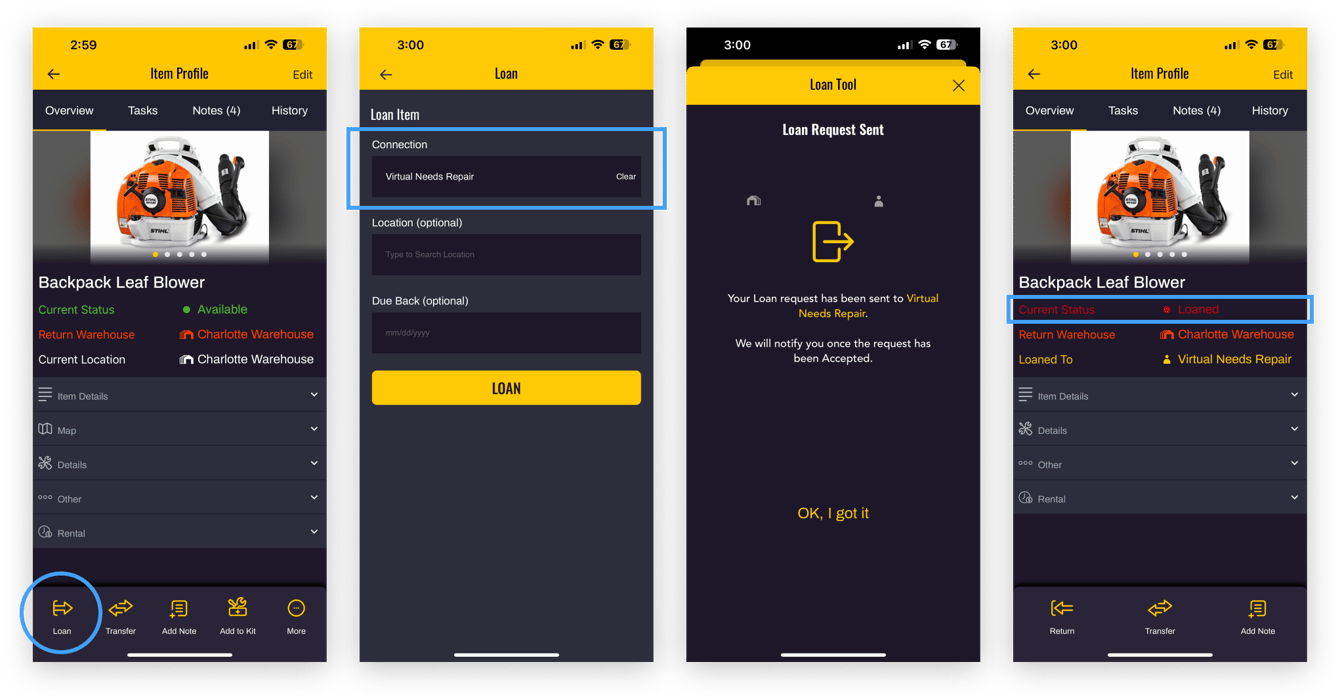 Loan, Borrow, Transfer, and Return Items