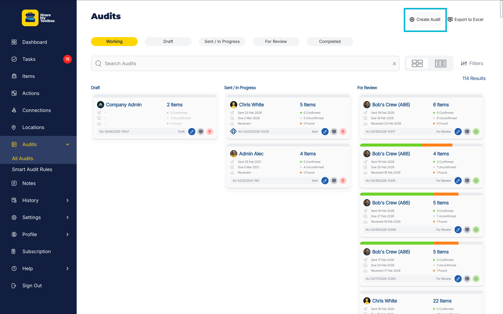 Creating, Receiving, and Conducting an Audit