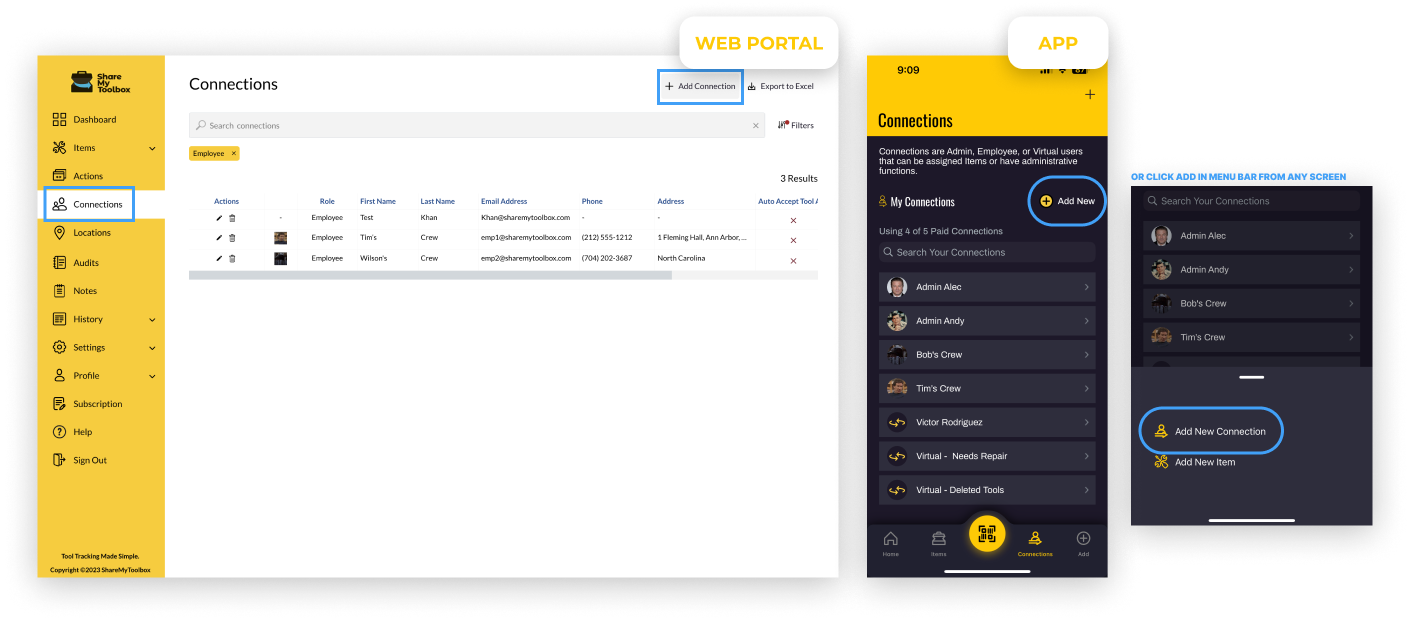 Add, Edit, Delete Connections