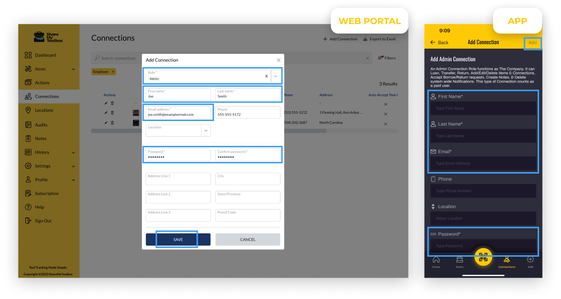Add, Edit, Delete Connections