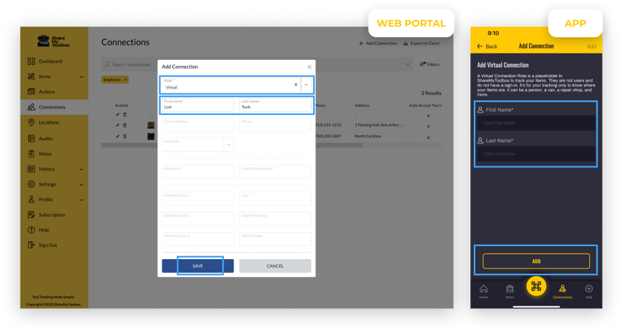 Add, Edit, Delete Connections