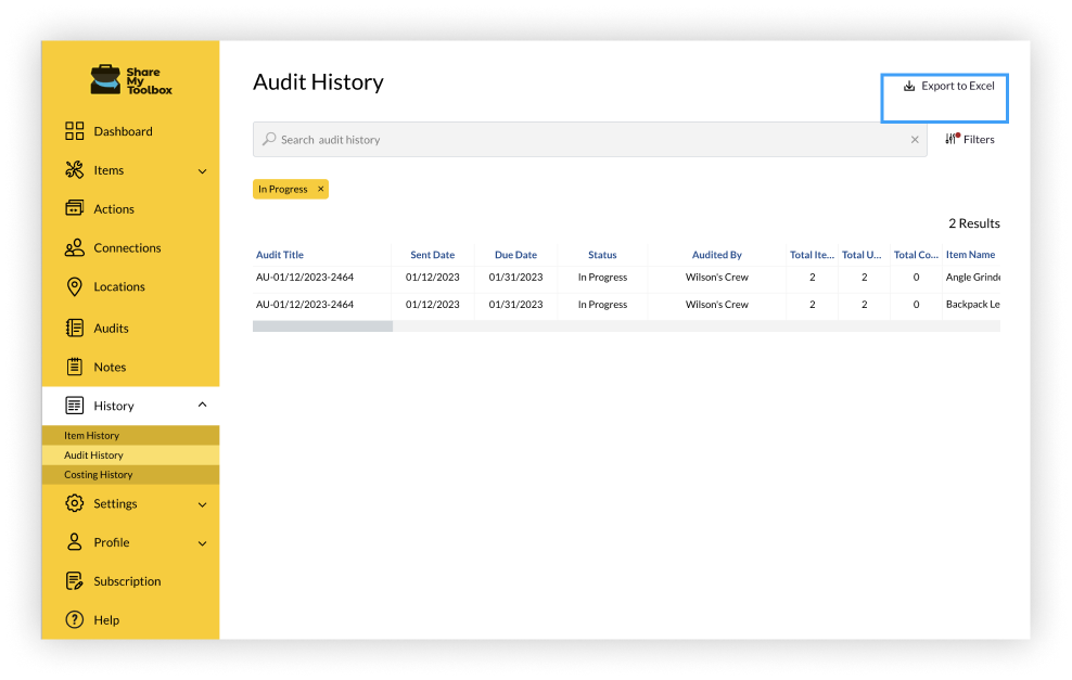 Item, Audit, and Costing History