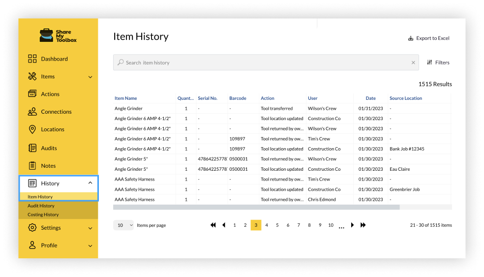 Item, Audit, and Costing History