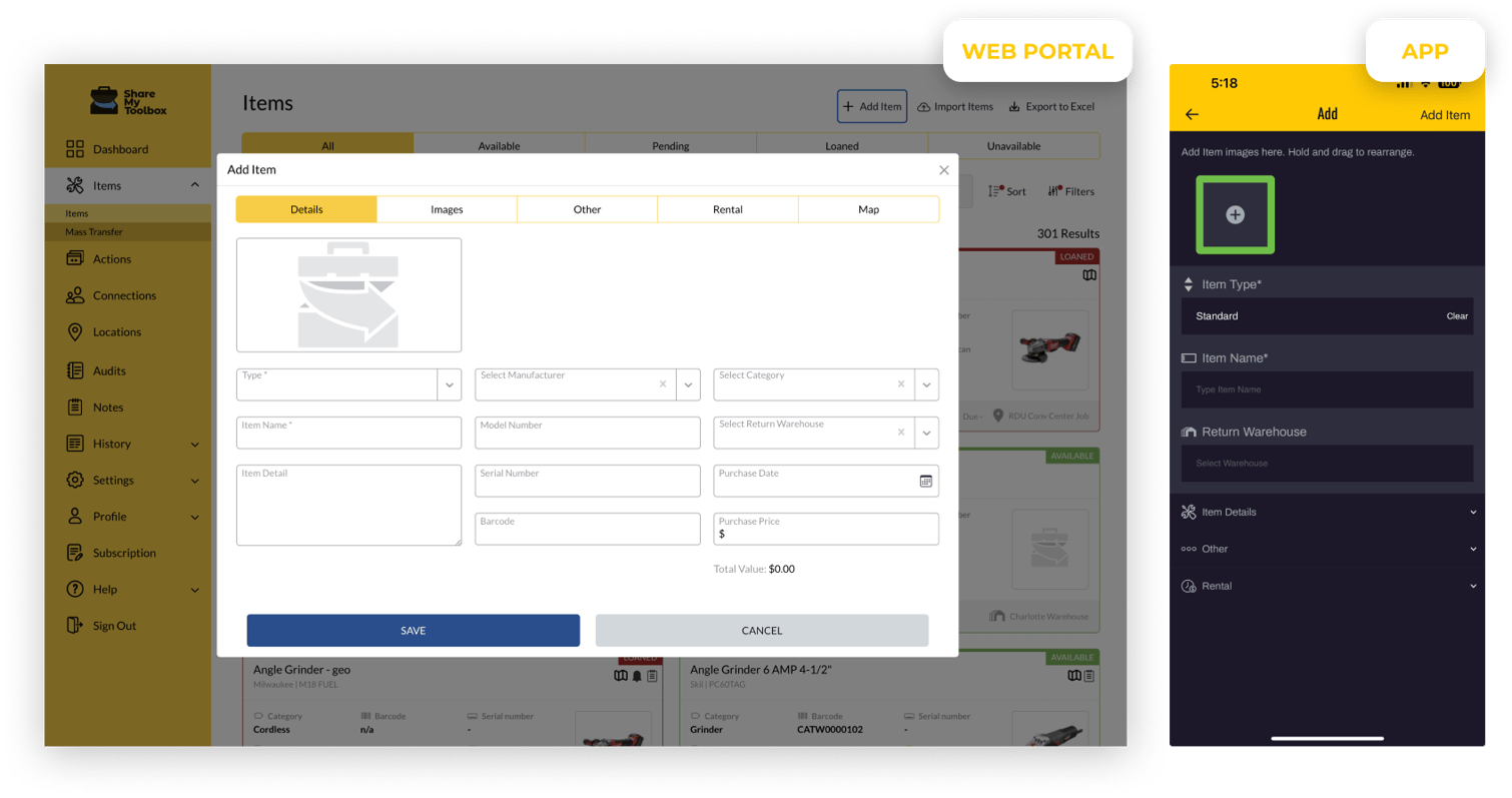 Adding and Editing Items