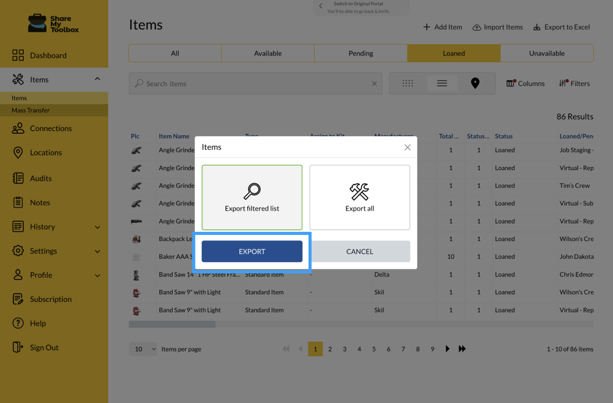 Item Import and Export