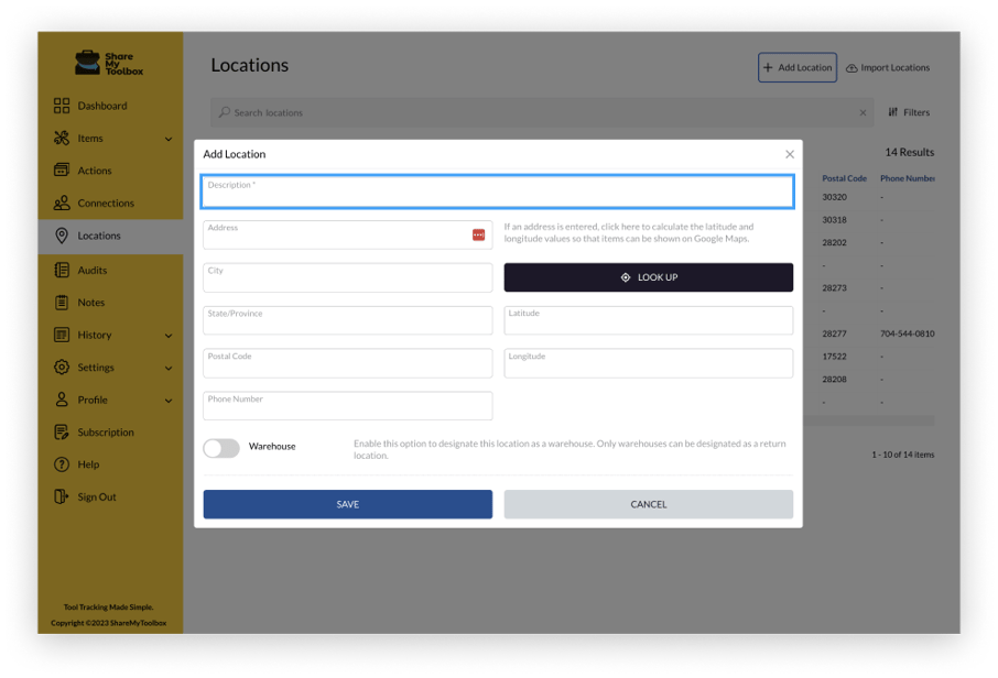 Add, Edit, Delete Locations