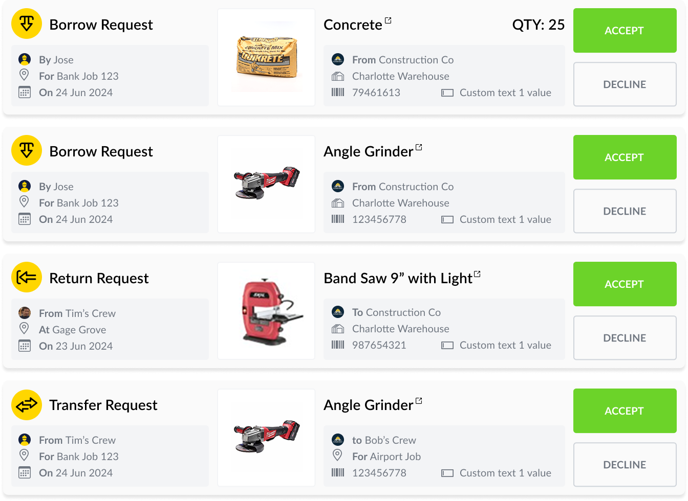 Task Management: Action, Reminder, Info, Global