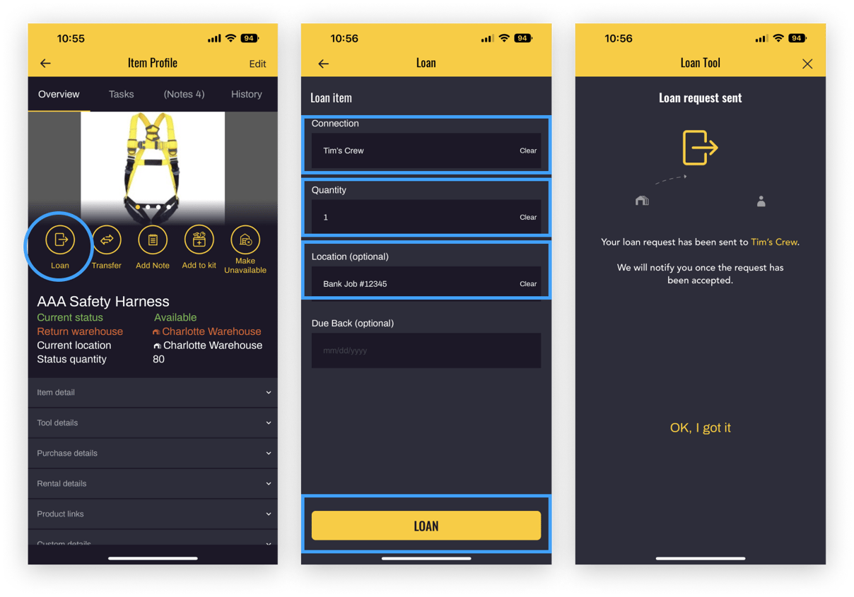 Loan, Borrow, Transfer, and Return Items